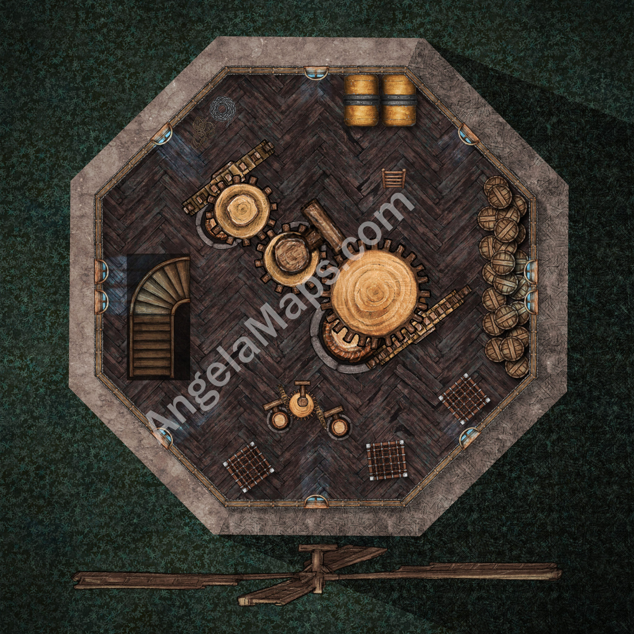 Mill battlemap- Foundry VTT support. JPG/MP4 – Angela Maps – Free ...