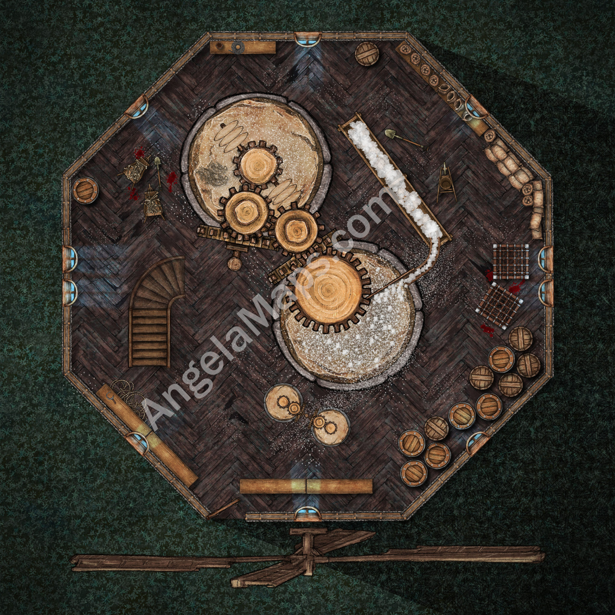 Mill battlemap- Foundry VTT support. JPG/MP4 – Angela Maps – Free ...