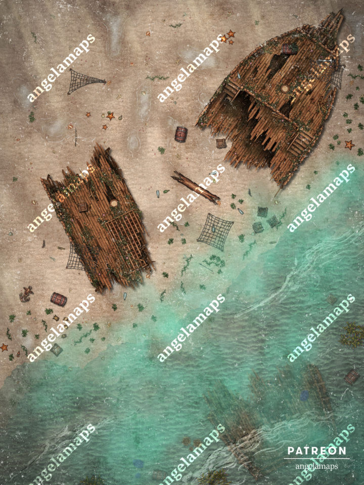 Beach (shipwreck) battle map with Foundry VTT support – Animated JPG ...