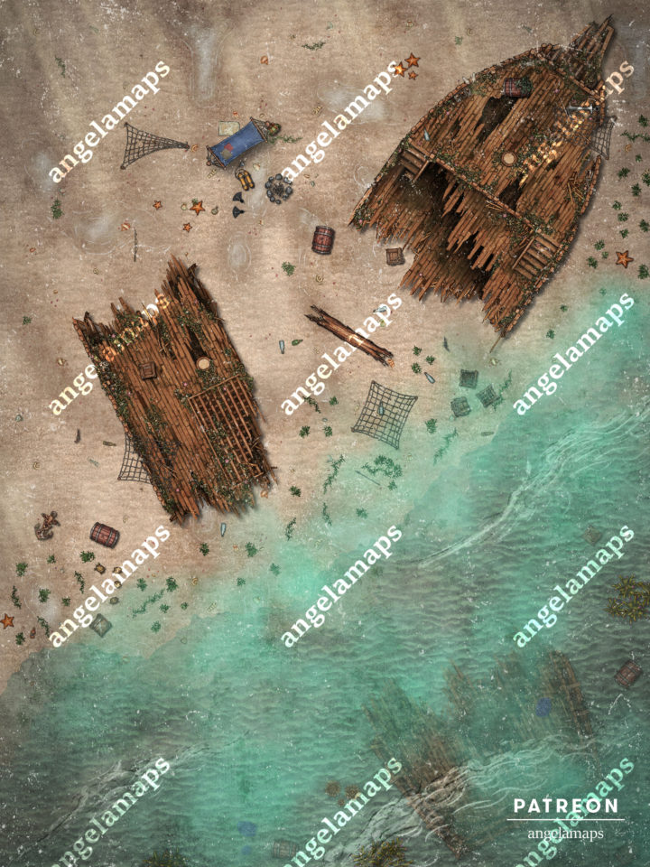 Beach (shipwreck) battle map with Foundry VTT support – Animated JPG ...