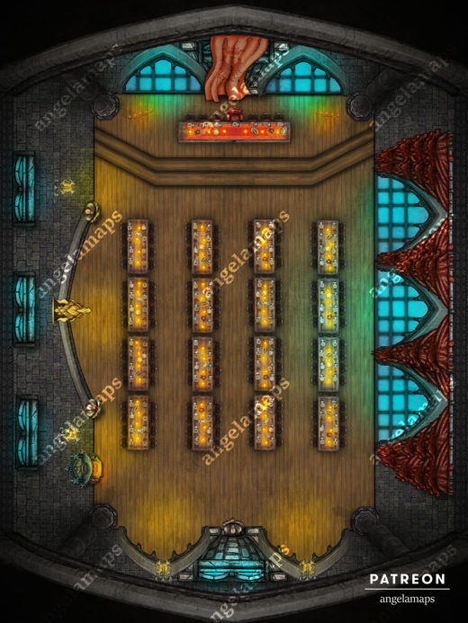Banquet Hall battle map with Foundry VTT support – Animated JPG/WEBM ...