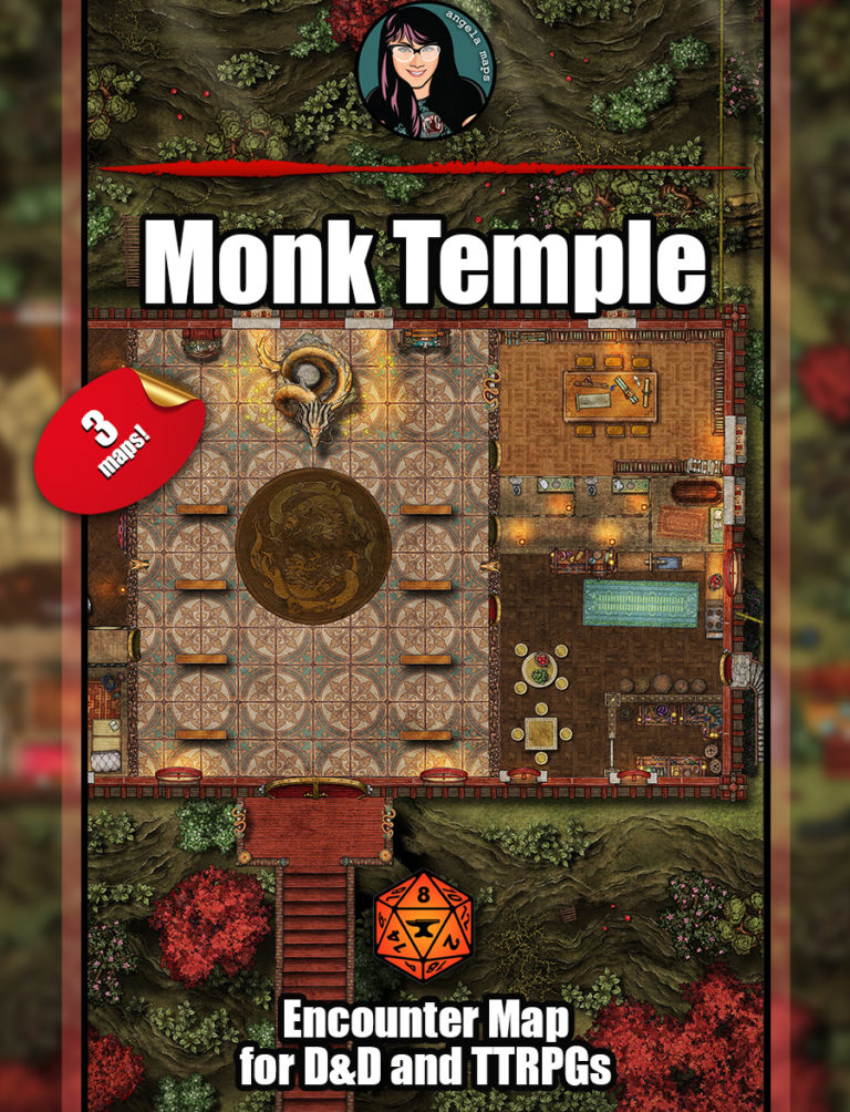Monk Temple on a Mountain – Angela Maps – Free Battle Maps for TTRPGs