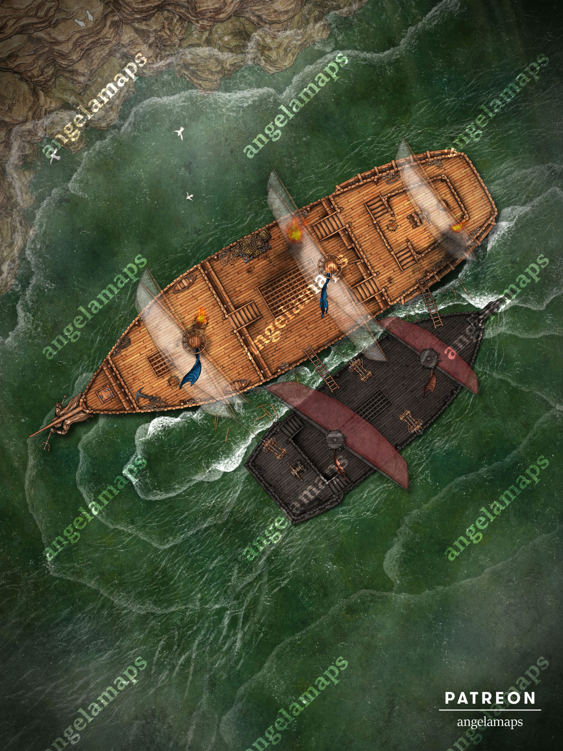 Ship Boarding – Angela Maps – Free, Static, and Animated Battle Maps ...