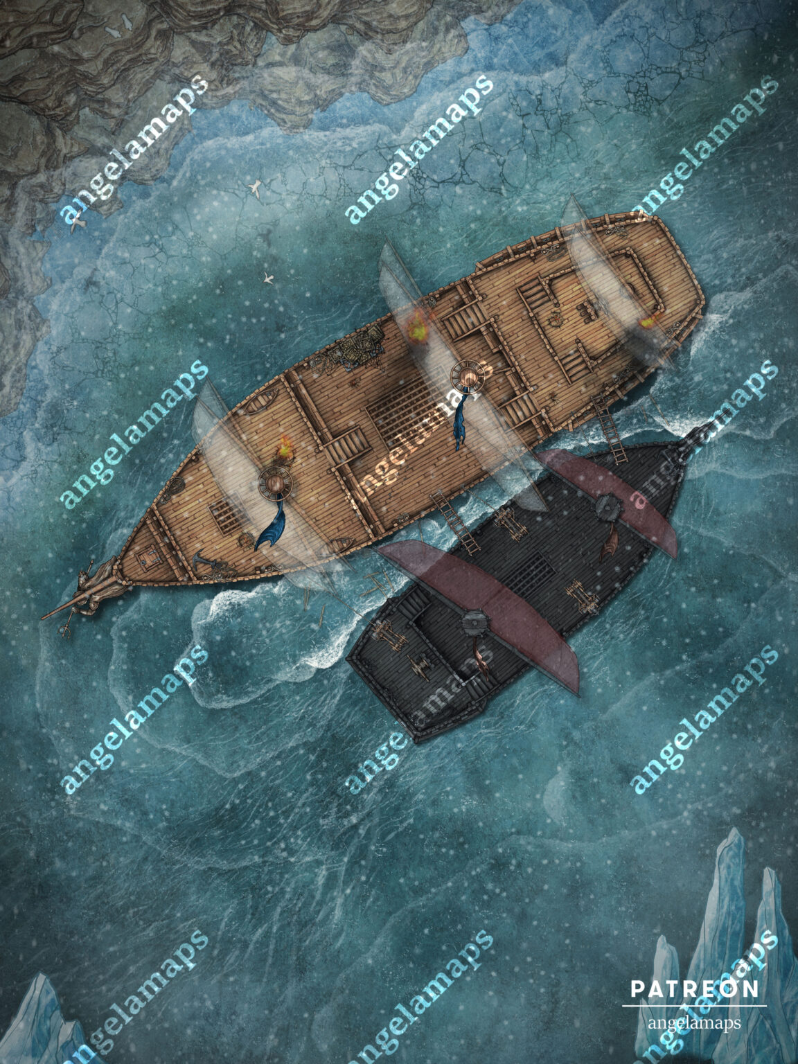 Ship Boarding – Angela Maps – Free Battle Maps for TTRPGs