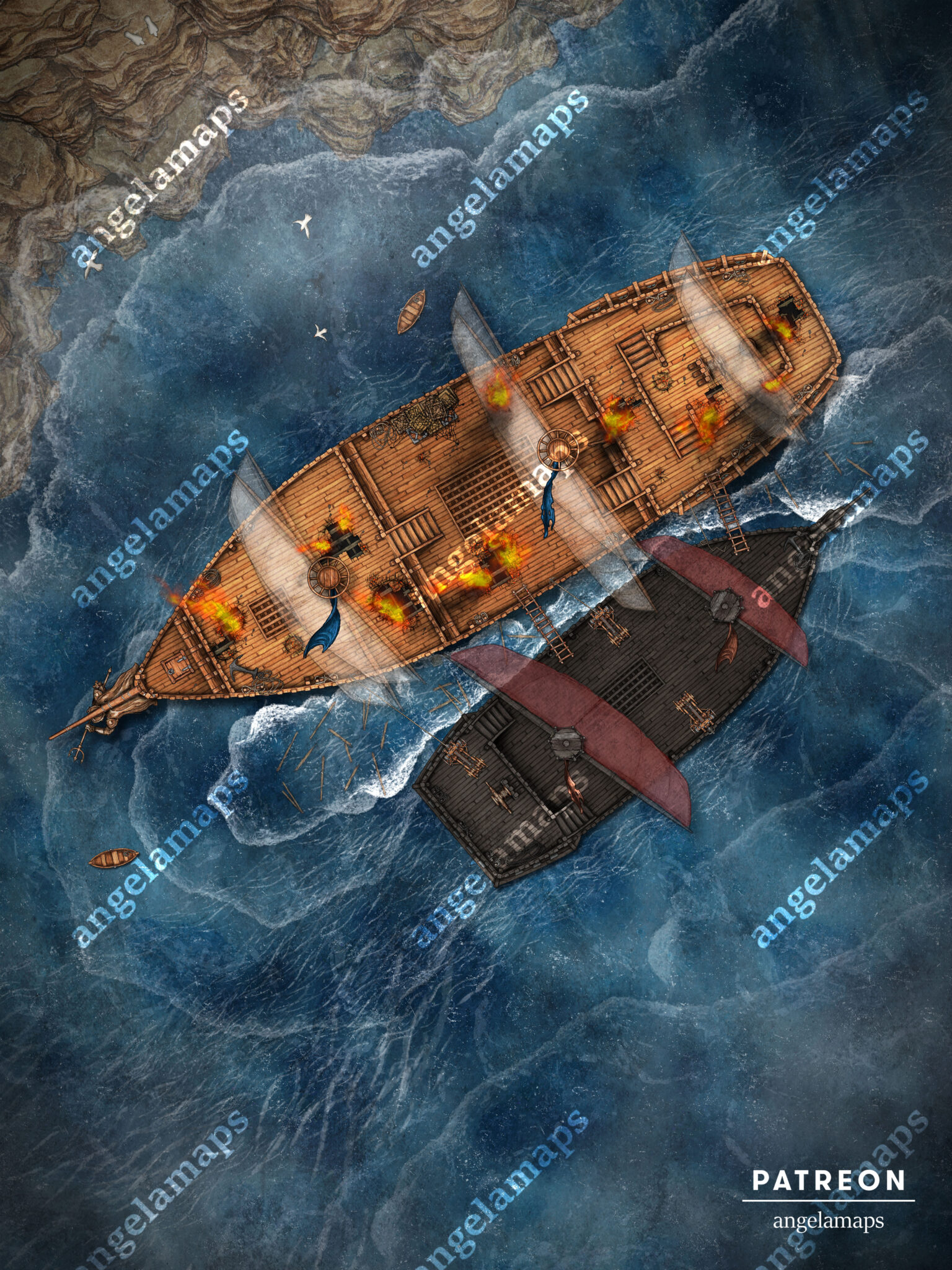Ship Boarding – Angela Maps – Free Battle Maps for TTRPGs