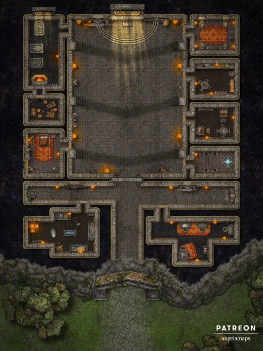 Dwarven Hall – Angela Maps – Free Battle Maps for TTRPGs