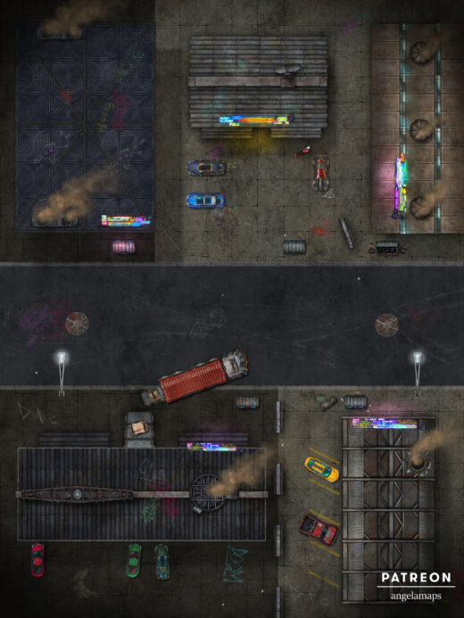 Factory Streets – Angela Maps – Free Battle Maps for TTRPGs